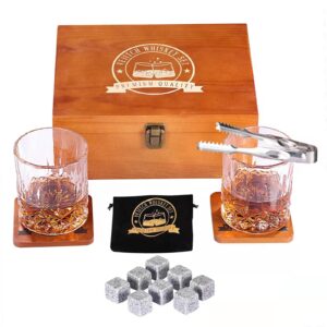 whiskey glasses set with whiskey stones–groomsmen gifts –whiskey gifts for men–personalized wedding gifts for bride and groom– unique whiskey stones for liquor bourbon scotch