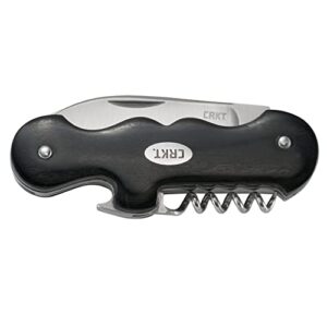 Columbia River Knife & Tool CRKT Triple Play Pocket Knife: Multi-Tool, Foil Cutter, Corkscrew, Bottle Opener, Pakkawood Handle with Pocket Clip 6925,Black