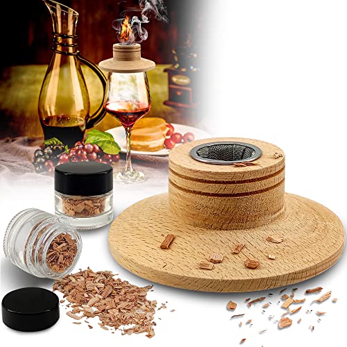 COLOSBUY Cocktail Smoking Top with Wood Chips, Smoked Cocktails, Wine, Whiskey, Drinks Etc, Smoked Cocktail Kit, Smoker Infuser Accessories