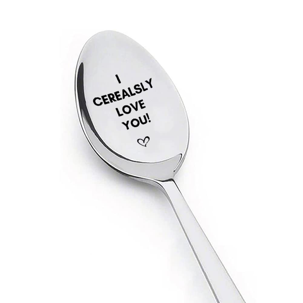 Girlfriend Boyfriend Anniversary Birthday Gifts for Couples Husband Wife Christmas Valentines Gift for Girlfriend Boyfriend Funny Gifts for Him I Cerealsly Love You Spoon