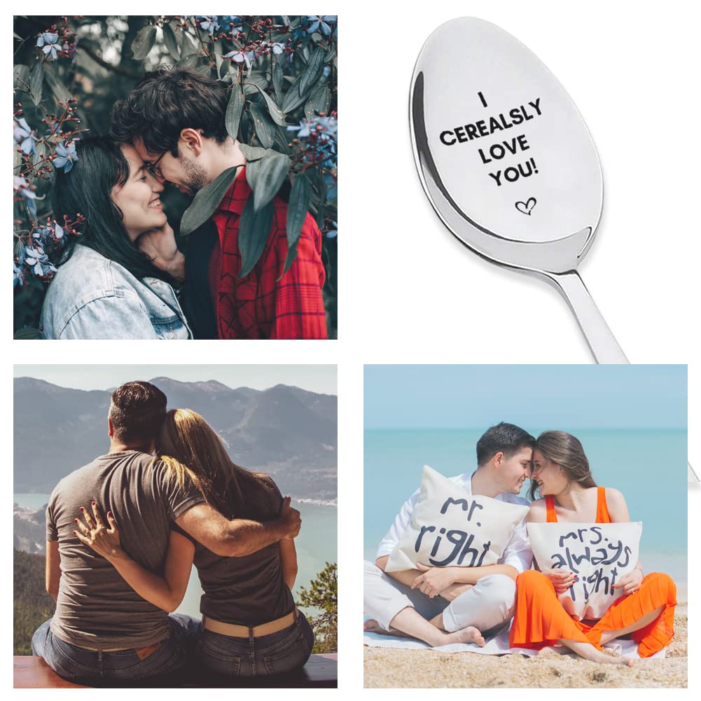 Girlfriend Boyfriend Anniversary Birthday Gifts for Couples Husband Wife Christmas Valentines Gift for Girlfriend Boyfriend Funny Gifts for Him I Cerealsly Love You Spoon