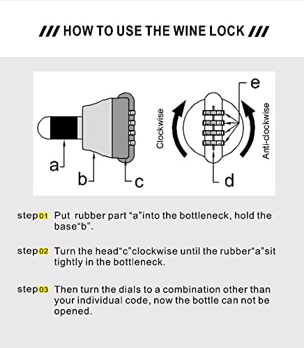 Beduan Wine Bottle Lock - Password Code Digital Lock - Cap Stopper for Wine Whiskey Liquor