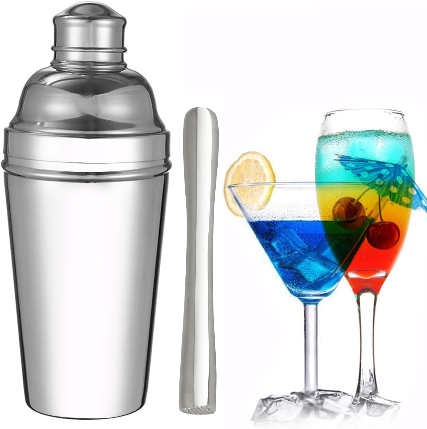 Cocktail Shaker, 60oz Martini Shaker,Drink Shaker Built-in Strainer,1.8L Stainless Steel Large Drink Shaker with Strainer for Bartending Bartender Shaker Margarita Mixer