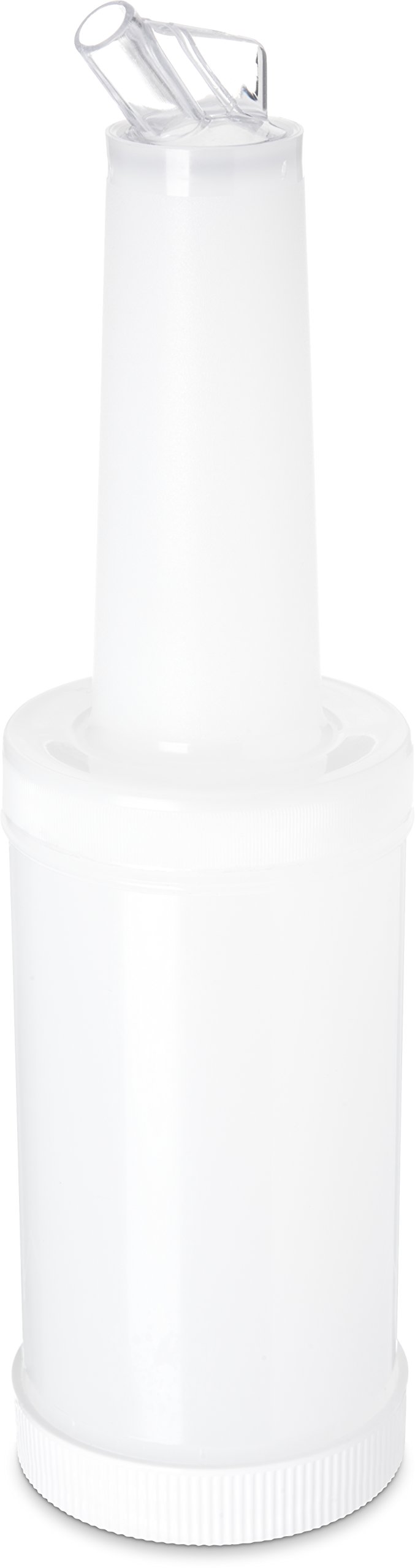 Carlisle FoodService Products Stor N' Pour Complete Quart Set Neck, Container, Cap, And Spout for Bar, Kitchen, And Restaurants, Plastic, 1 Quart, White, (Pack of 12)