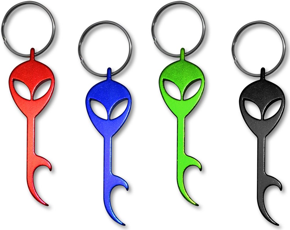 Alien Head Bottle Opener Keychain