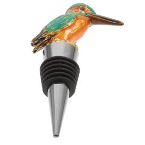 cabilock bird wine bottle stopper zinc alloy metal wine bottle stopper with ceramic kingfisher bird figurine metal vacum wine stopper wine glass corks patry favor gift golden