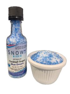 snowy river cocktail sugar rimmer mixed blends - all natural cocktail decorating sugar, cocktail garnish (blue dream, 2oz bottle)