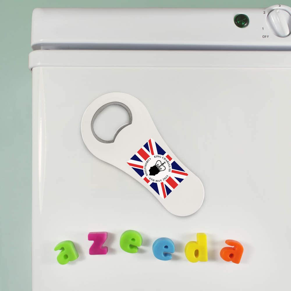 Azeeda 'King Charles Coronation Union Jack Flag' Bottle Opener Fridge Magnet (BO00072331)