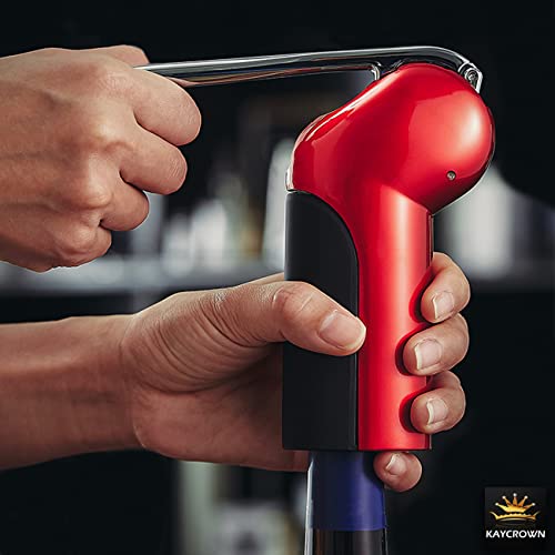 KAYCROWN Wine Bottle Opener - Vertical Lever Corkscrew Wine Opener with Foil Cutter & Extra Screw, Manual Handheld Wine Corkscrew with Ergonomic Lever Pump