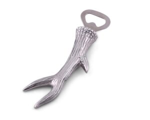 arthur court designs aluminum deer antler elk bottle opener - rustic forged stainless steel head 7 inch long