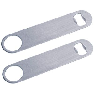 (set of 2) flat bottle opener, 7-inch heavy duty stainless steel bar blade, speed opener, beer bottle opener by tezzorio