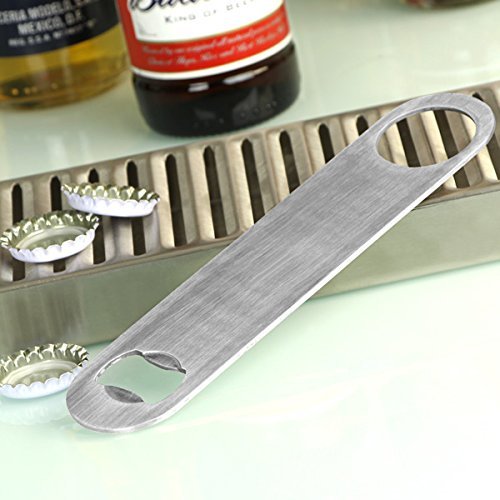 (Set of 2) Flat Bottle Opener, 7-Inch Heavy Duty Stainless Steel Bar Blade, Speed Opener, Beer Bottle Opener by Tezzorio