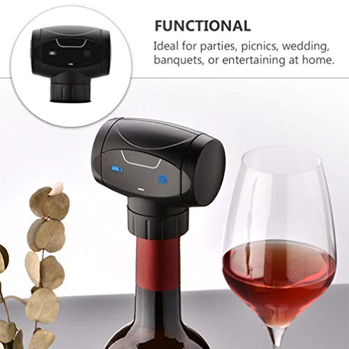 Hemoton Electric Wine Bottle Stopper LCD Display Automatic Vacuum Pump Wine Saver Sealer Champagne Preserver To Keep Fresh For Wine Lover Friends Christmas Housewarming Gift