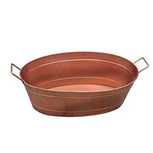 benjara bm195214 9.5 x 15 x 30.5 in. oval shape hammered texture metal bath tub with 2 side handles, copper