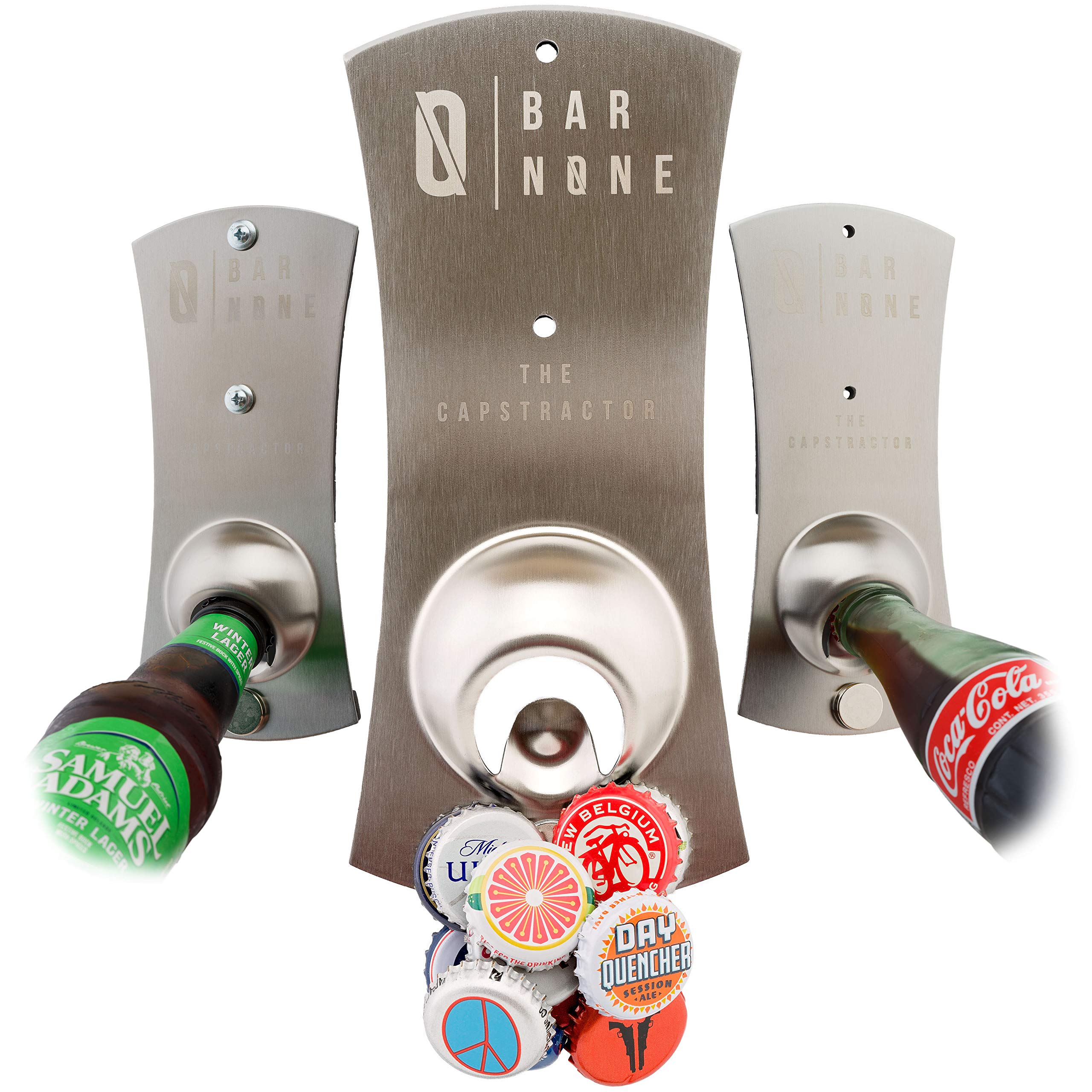 BAR NONE The Capstractor | Magnet Magnetic Fridge Bottle Opener Wall Mounted Bottle Opener Beer Opener Beer Bottle Opener Bottle Cap Opener Refrigerator Fridge Beer Bottles for Bartender Church Key