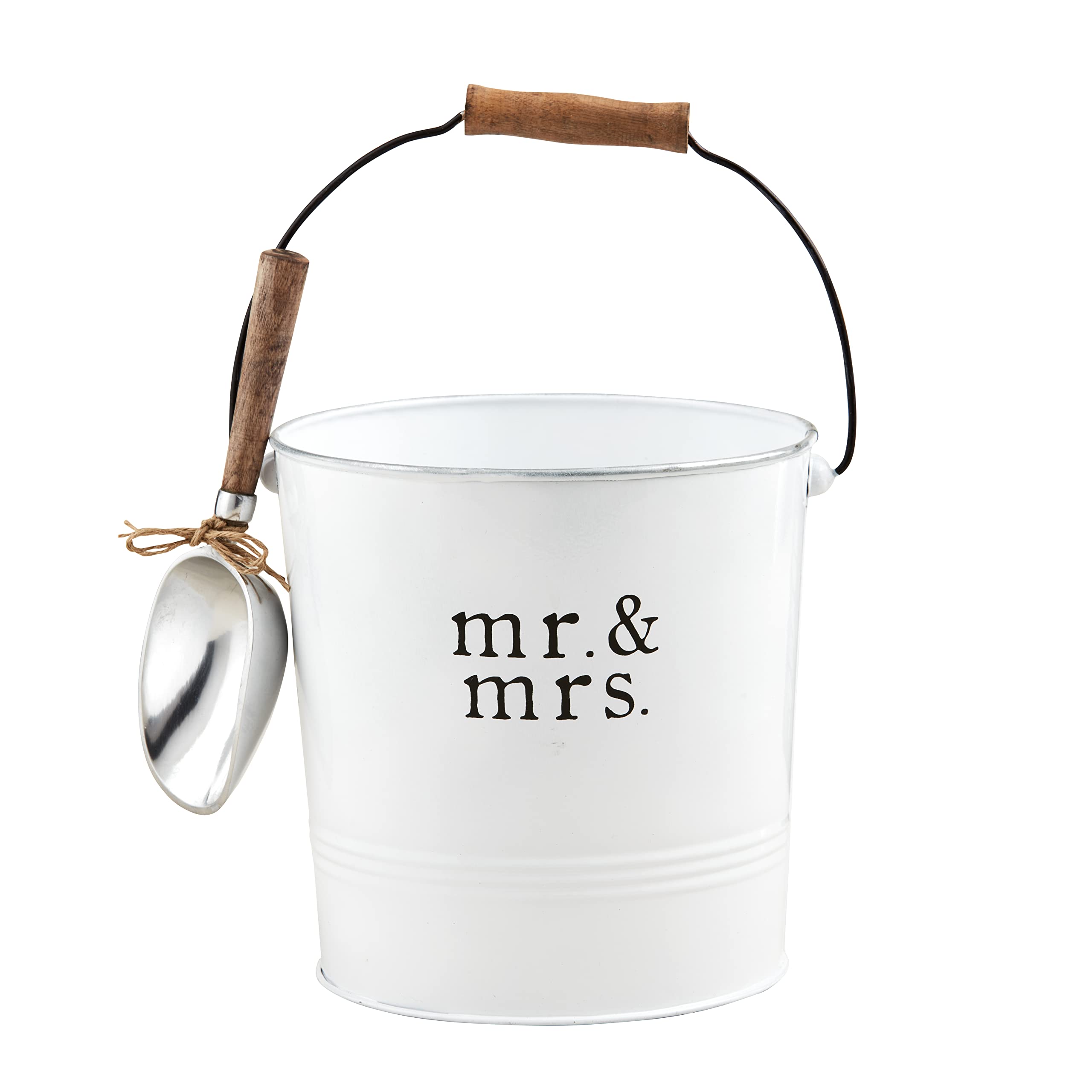 Mud Pie Mr Mrs Ice Bucket Set,White