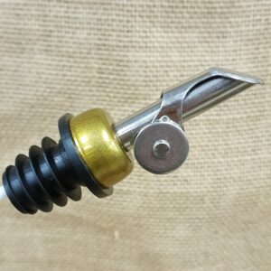 Set of 2 Stainless Steel / Gold Weighted Olive Oil Pourer with Flap w/Signature Picks