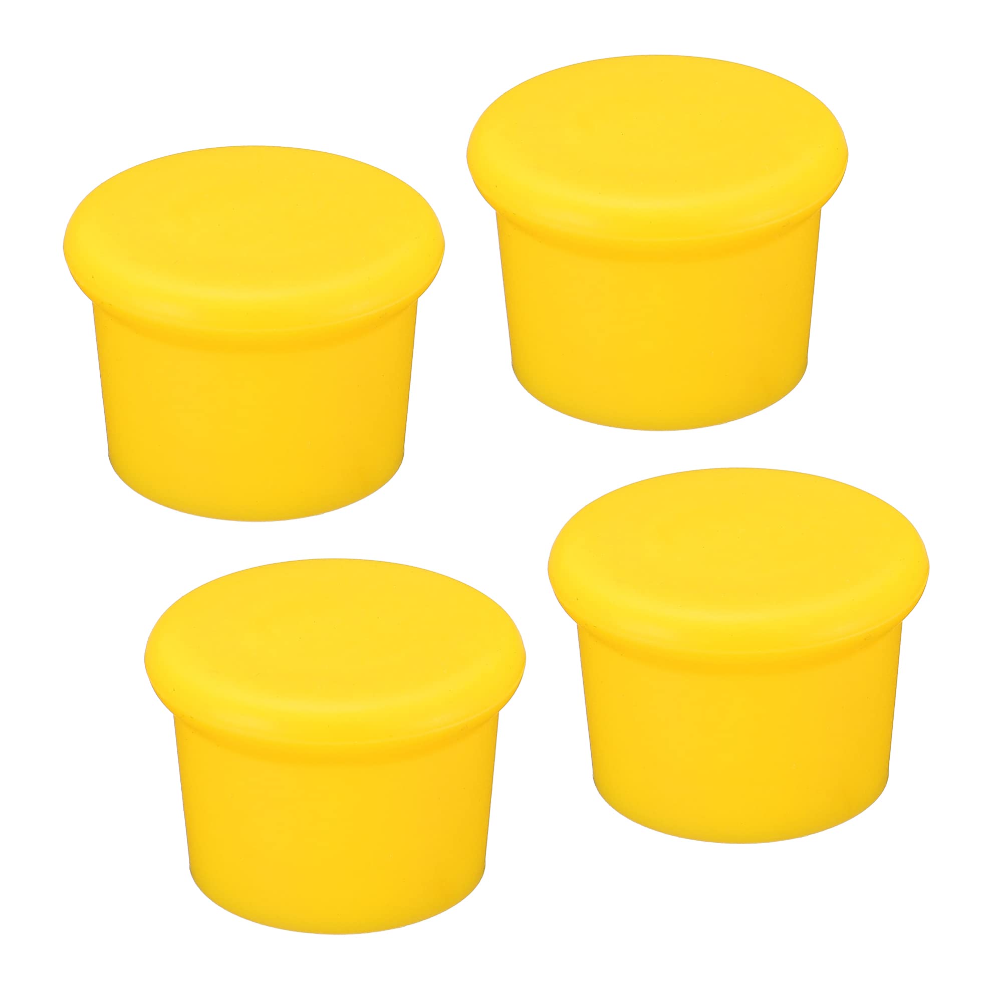 MECCANIXITY Silicone Bottle Caps 26mm/1.02" ID Reusable Unbreakable Stoppers Sealer Cover for Beer, Wine, Drink Yellow Pack of 4