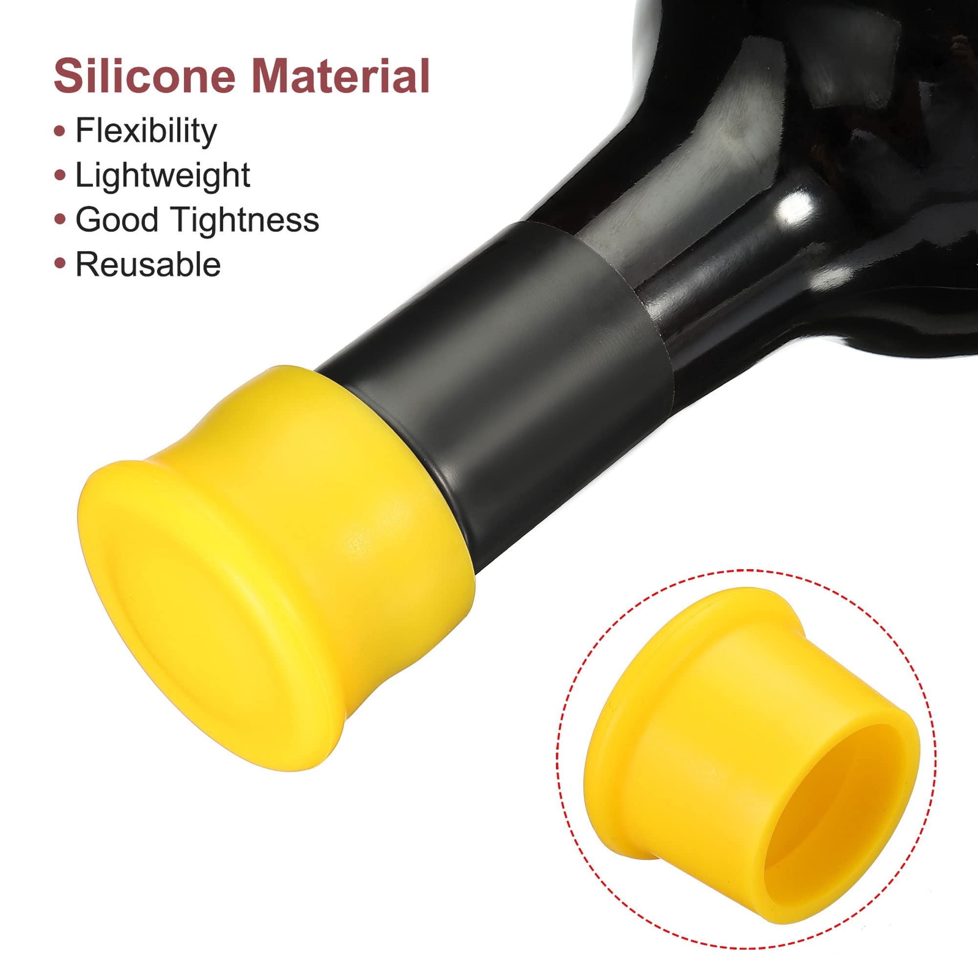 MECCANIXITY Silicone Bottle Caps 26mm/1.02" ID Reusable Unbreakable Stoppers Sealer Cover for Beer, Wine, Drink Yellow Pack of 4