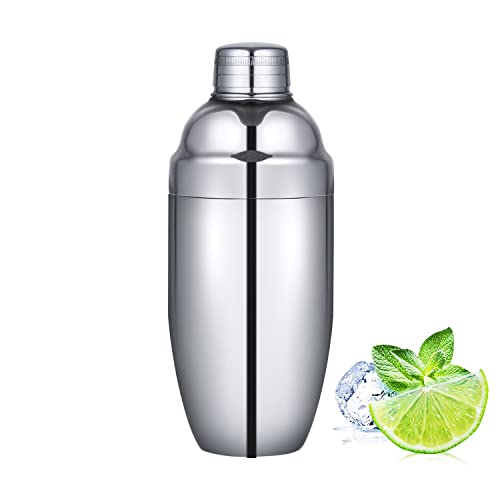 Aolzg Cocktail Shaker, 18oz Martini Shaker, Cocktail Stainless Steel Wine Shaker with Strainer and Lid Top,Drink Shaker, Martini Shaker and Strainer, Cocktail Shaker Set, Shakers Bartending,(550ml）