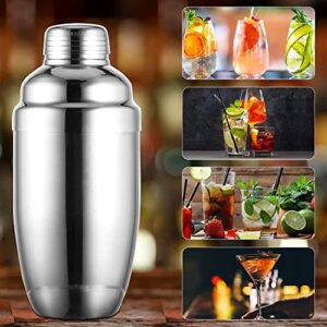 Aolzg Cocktail Shaker, 18oz Martini Shaker, Cocktail Stainless Steel Wine Shaker with Strainer and Lid Top,Drink Shaker, Martini Shaker and Strainer, Cocktail Shaker Set, Shakers Bartending,(550ml）