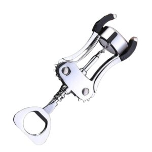 Zinc Alloy Wing Corkscrew, Multifunctional Wine Bottle Opener and Beer Cap Remover. For Restaurant Bar, Kitchen Home Use., Silver, 7.3x4.1X1.5