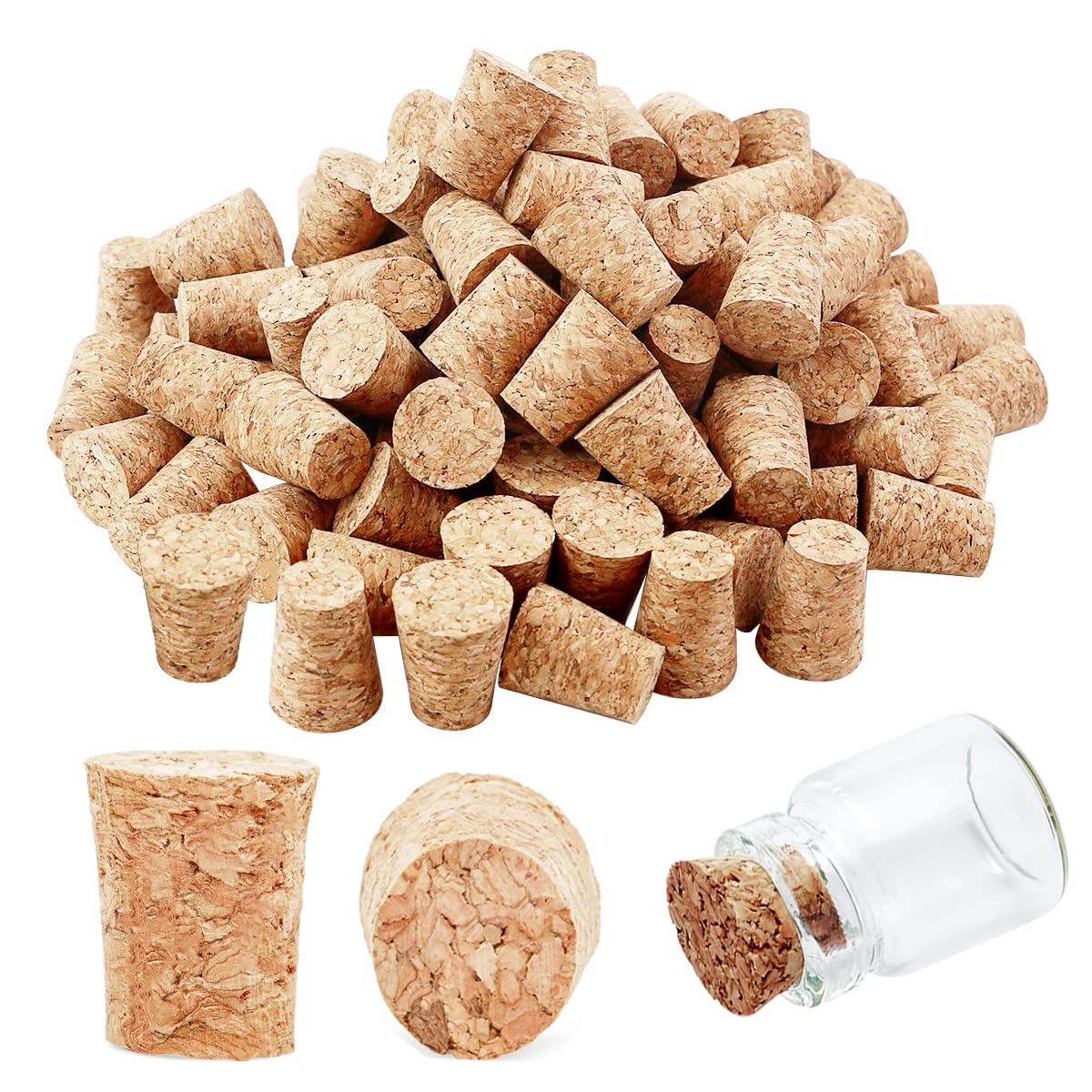 20Pcs Tapered Cork Plugs Wooden Wine Corks Stoppers Reusable Sealing Stopper for Bottle Bar DIY Crafts Kitchen Accessories (24x19x25mm)