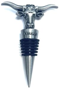 texas longhorn style wine stopper pewter design