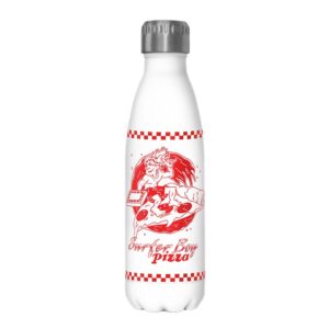 netflix stranger things surfer pizza 17 oz stainless steel bottle, multicolor