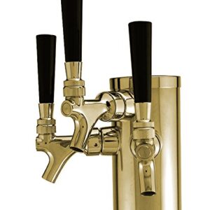 Bev Rite CT33B Draft Beer Dispensing Tower, 3 Faucet, Polished Brass