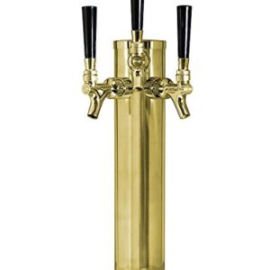 Bev Rite CT33B Draft Beer Dispensing Tower, 3 Faucet, Polished Brass