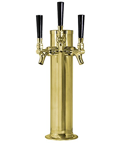 Bev Rite CT33B Draft Beer Dispensing Tower, 3 Faucet, Polished Brass