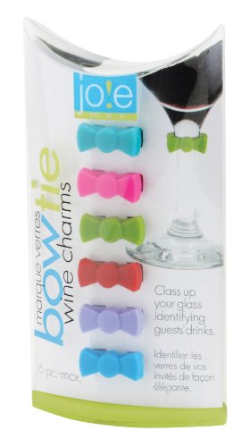 Joie Bow Tie Drink and Wine Charm Set, Set of 6, Multicolor