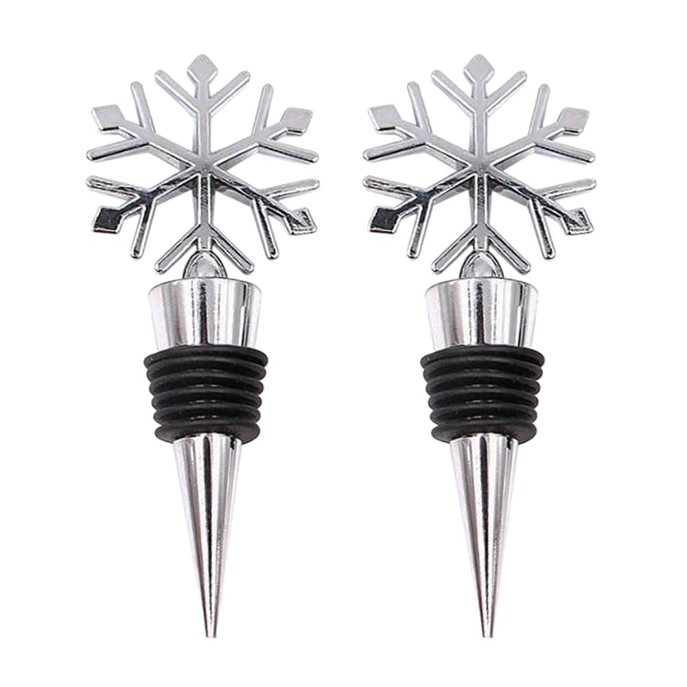 Gracelife 2Pcs Unique Snowflake Alloy Wine Bottle Stopper Christmas Party Bar Gift