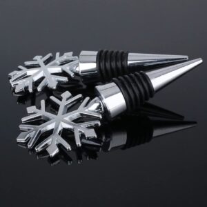 Gracelife 2Pcs Unique Snowflake Alloy Wine Bottle Stopper Christmas Party Bar Gift