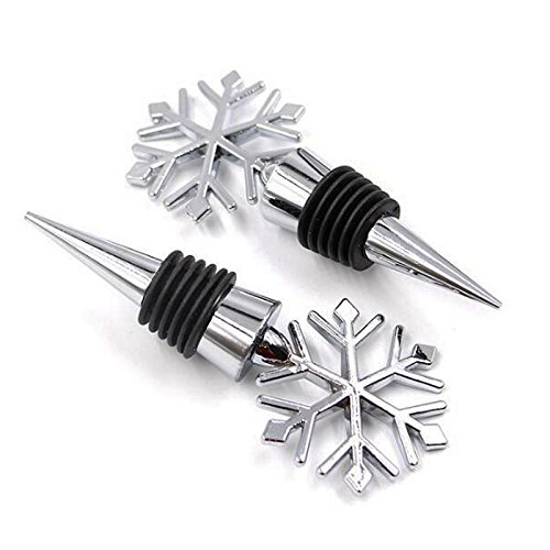 Gracelife 2Pcs Unique Snowflake Alloy Wine Bottle Stopper Christmas Party Bar Gift