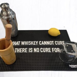 What Whiskey Cannot Cure There is No Cure for 17.7" x 11.8" Funny Bar Spill Mat Rail Countertop Accessory Home Pub Decor Slip Resistant Durable Covering for Craft Brewery Kitchen Cafe and Restaurant