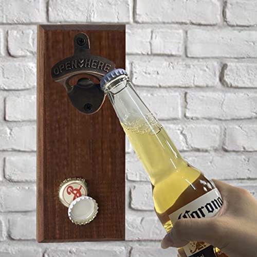 ZBAwvini 4 Pcs Bottle Opener Wall Mounted, Red Bronze Antique Metal Beer Bottle Top Openers for Bars, Outdoor, Rustic, Cabinet, with Screws