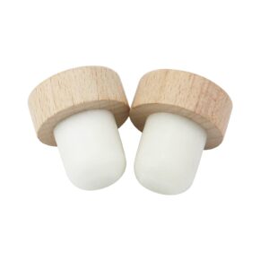 WDONAY Macromolecule Inner Stopper,Wooden Stopper, Wine Bottle Stopper, T-Stopper, PET Cork, Wood Color, 10Pcs