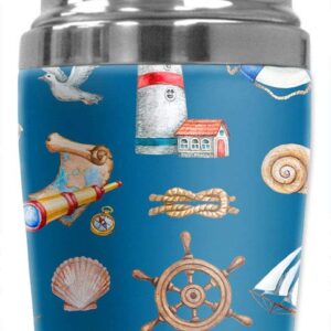 Mugzie 16 Ounce Stainless Steel Cocktail Shaker - Martini Shaker with Wetsuit Cover - Nautical Seamless