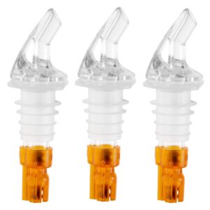 (pack of 3) measured liquor pourers, 0.5.oz, no collar clear bottle pourer spout with orange tail