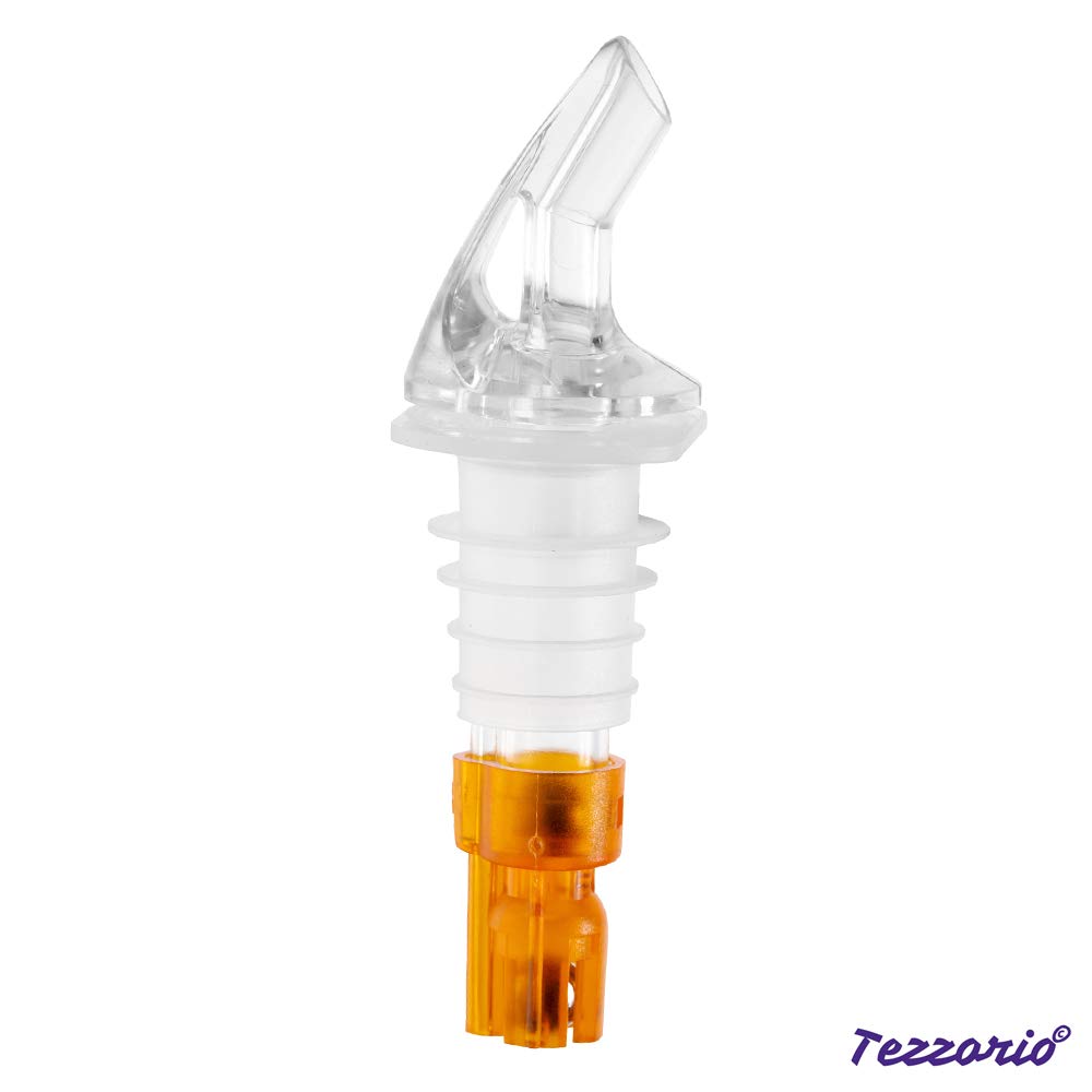 (Pack of 3) Measured Liquor Pourers, 0.5.oz, No Collar Clear Bottle Pourer Spout with Orange Tail