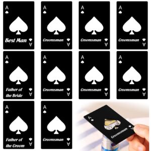 10 pcs poker card bottle openers, beer opener can openers groomsmen wallet bottle opener stainless steel ace of spades poker shaped bottle cap openers for gift.