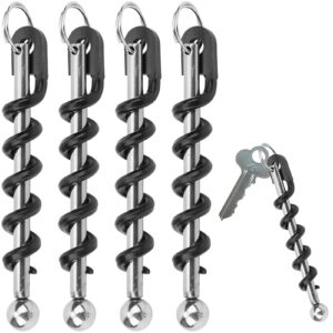 4pcs corkscrew spiral, portable keychain corkscrew black stainless steel wine beer bottle opener corkscrew kitchen accessories