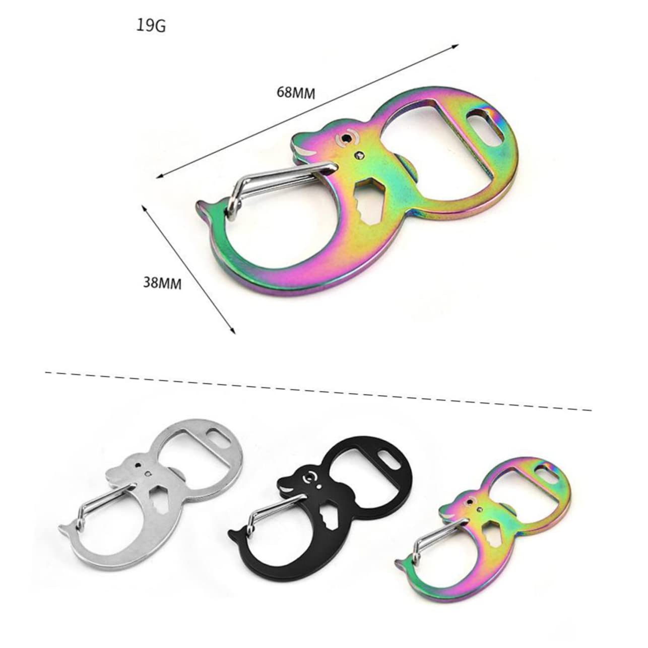 INOOMP 2pcs Multifunction Keychain Camping Can Opener Stainless Steel Can Opener Metal Keyring Carabiner Keychain Stainless Steel Bottle Opener Keychain for Car Keys Tool Electric