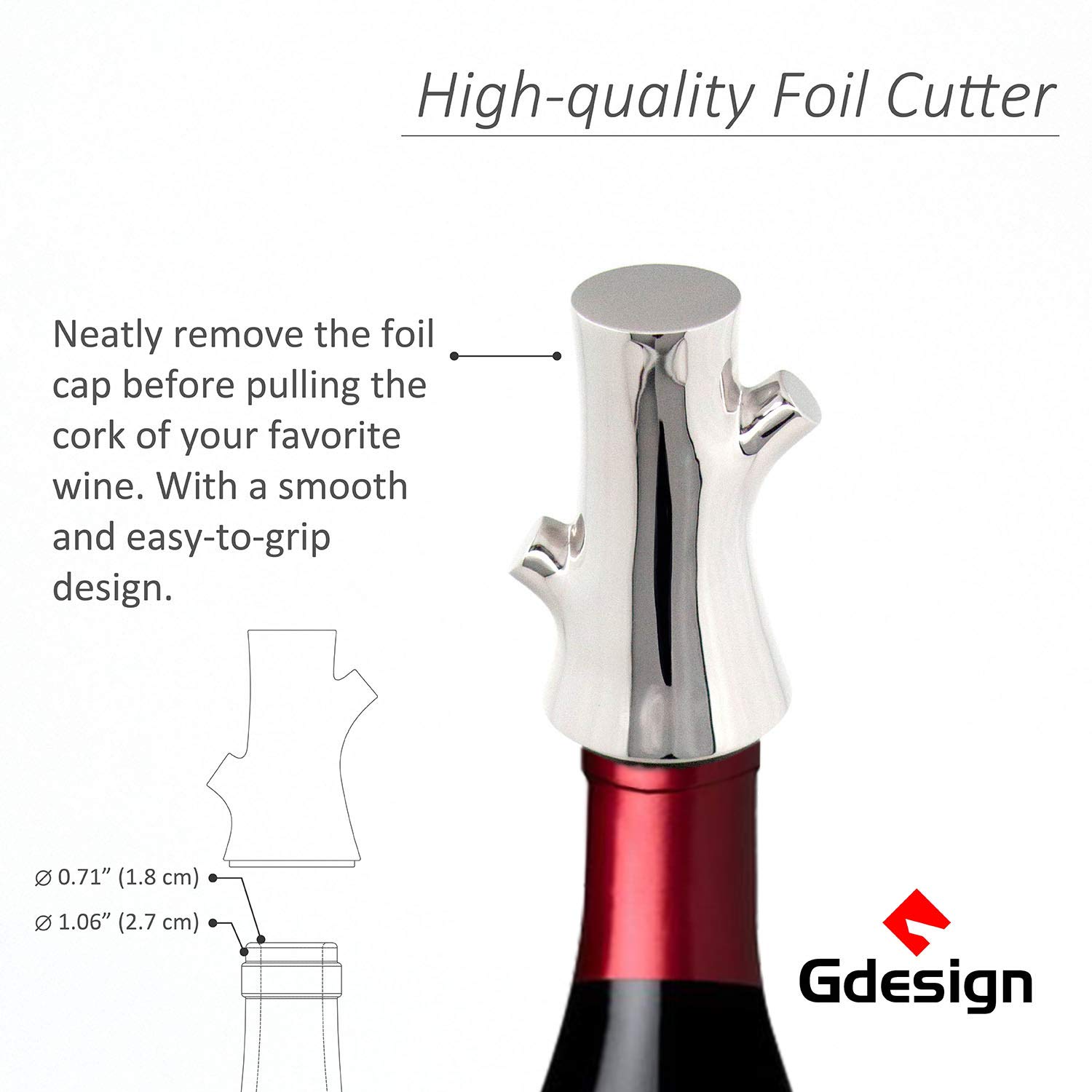 Gdesign Wine Foil Cutter, Stainless Steel Seal Cutter Tool, Foil Remover for Wine Bottles, iF Design Award 2020 Winner, Gift for Wine Lovers