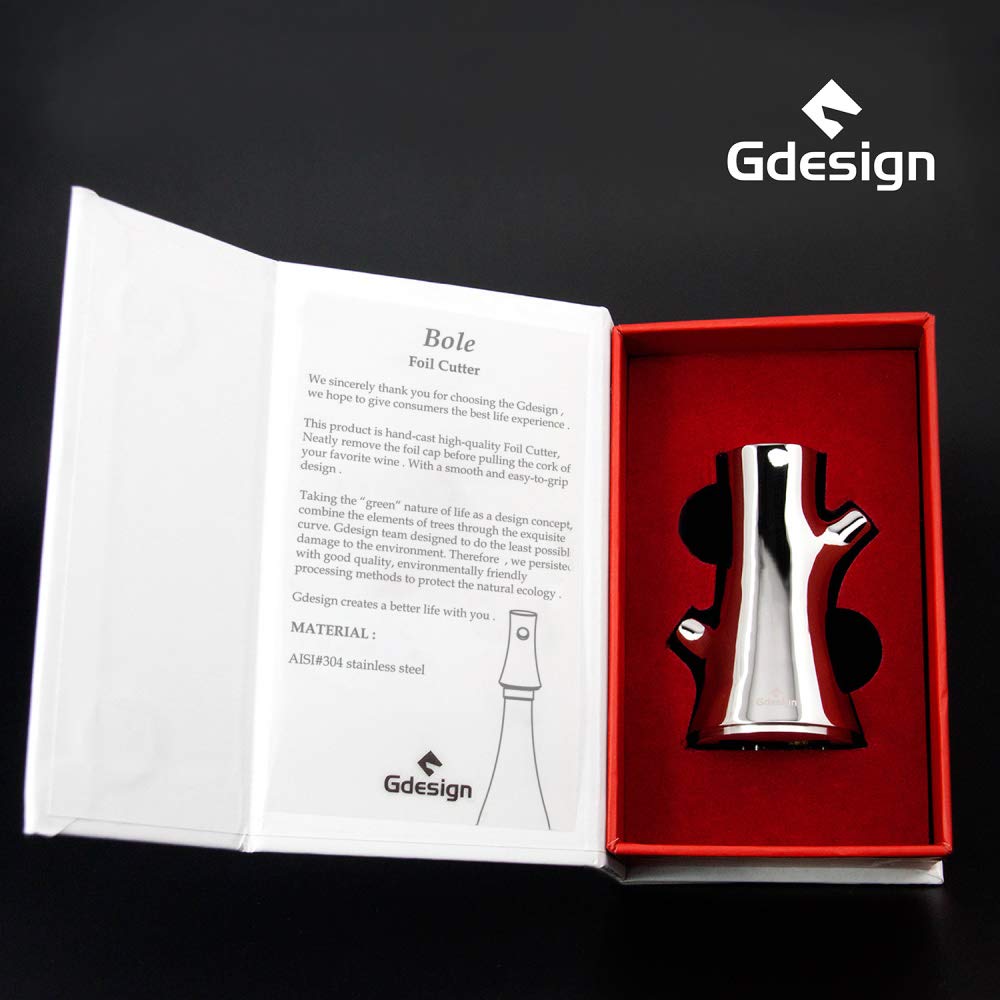 Gdesign Wine Foil Cutter, Stainless Steel Seal Cutter Tool, Foil Remover for Wine Bottles, iF Design Award 2020 Winner, Gift for Wine Lovers