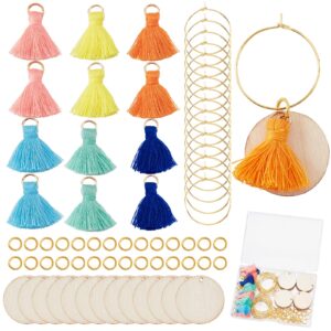 sunnyclue 1 box 30pcs 6 colors wooden wine glass charms tassel drink charm golden glass rings tags identifier glasses wood diy drinks marker tag for gifts wedding gathering decorations party favors