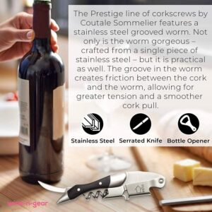 Prestige Waiters Corkscrew By Coutale Sommelier - Naturalwood and Blackwood - French Patented Spring-Loaded Double Lever Wine Bottle Opener for Bartenders, and Gifts