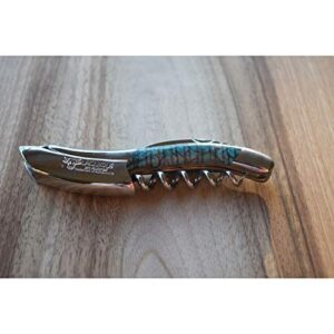 Laguiole En Aubrac Polished Sommelier Waiter's Corkscrew, Turquoise & Black Paper Waves Handle, Wine Opener With Foil Cutter & Bottle Opener